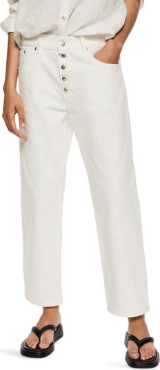 MANGO Straight Leg Button Fly Crop Jeans | Nordstrom