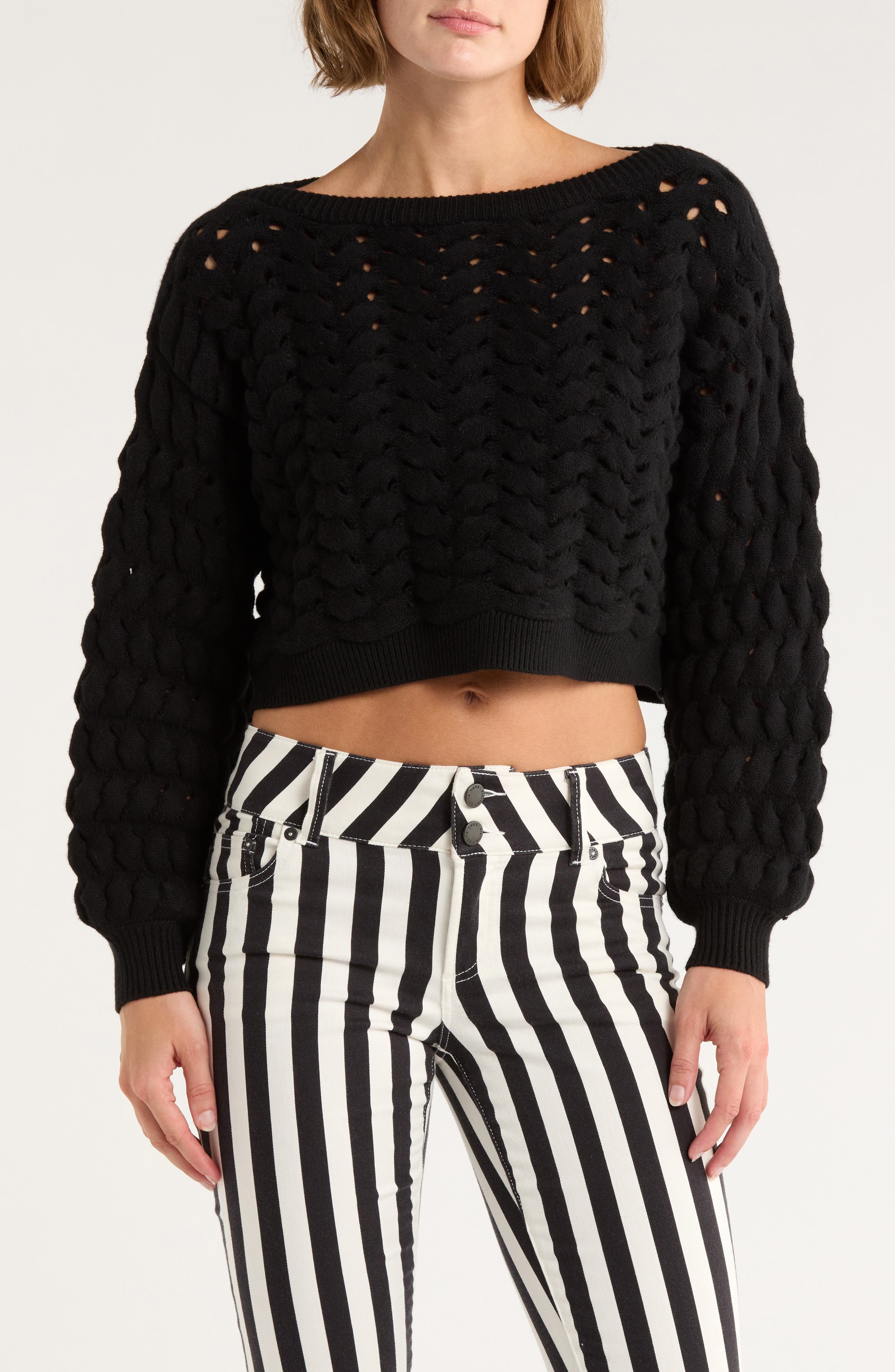 Alice + Olivia Allene Chunky Open Stitch Cotton & Wool Blend Sweater ...