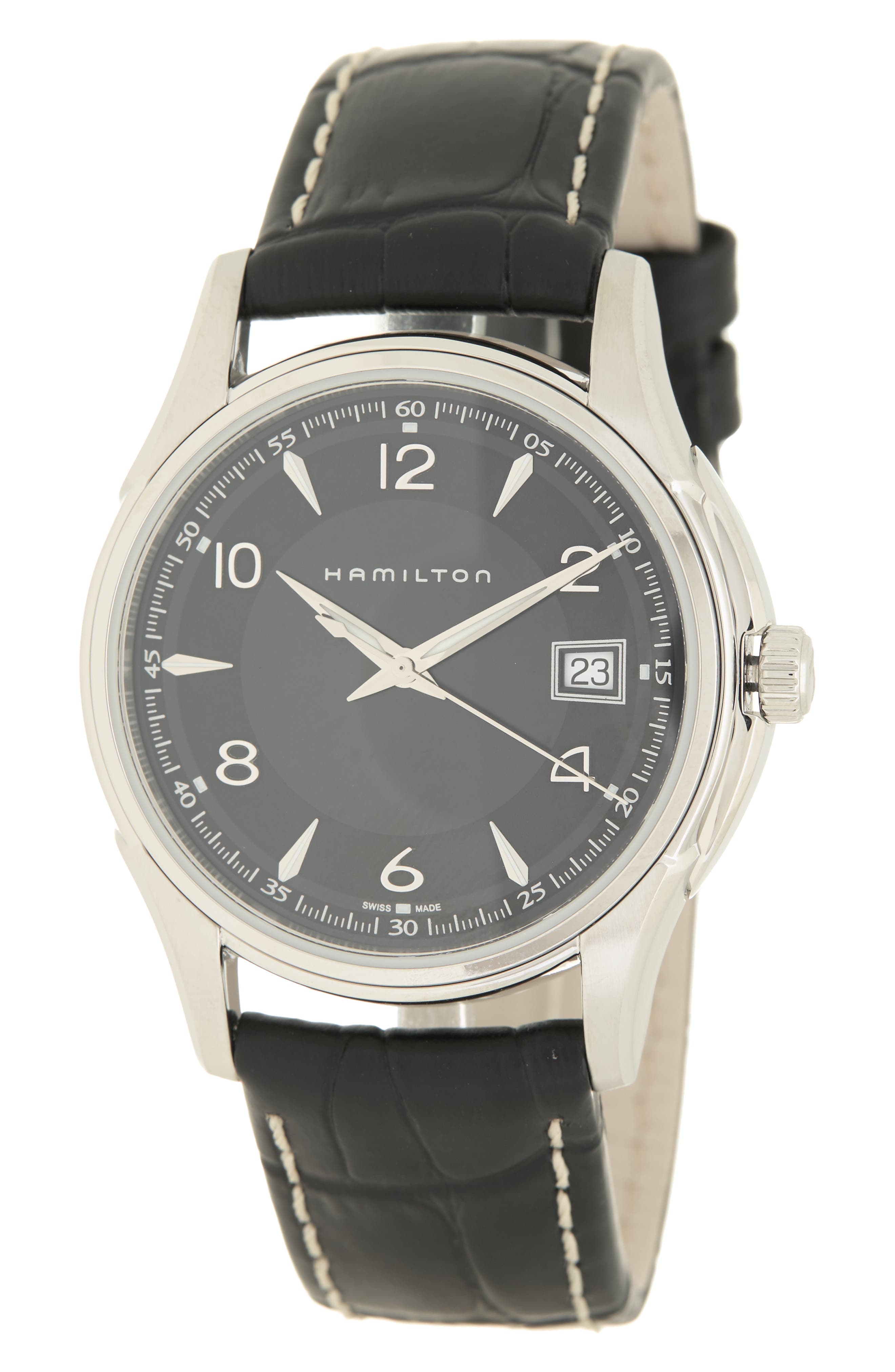 Men's Jazzmaster Quartz Croc Embossed Leather Strap Watch, 38mm (Men ...