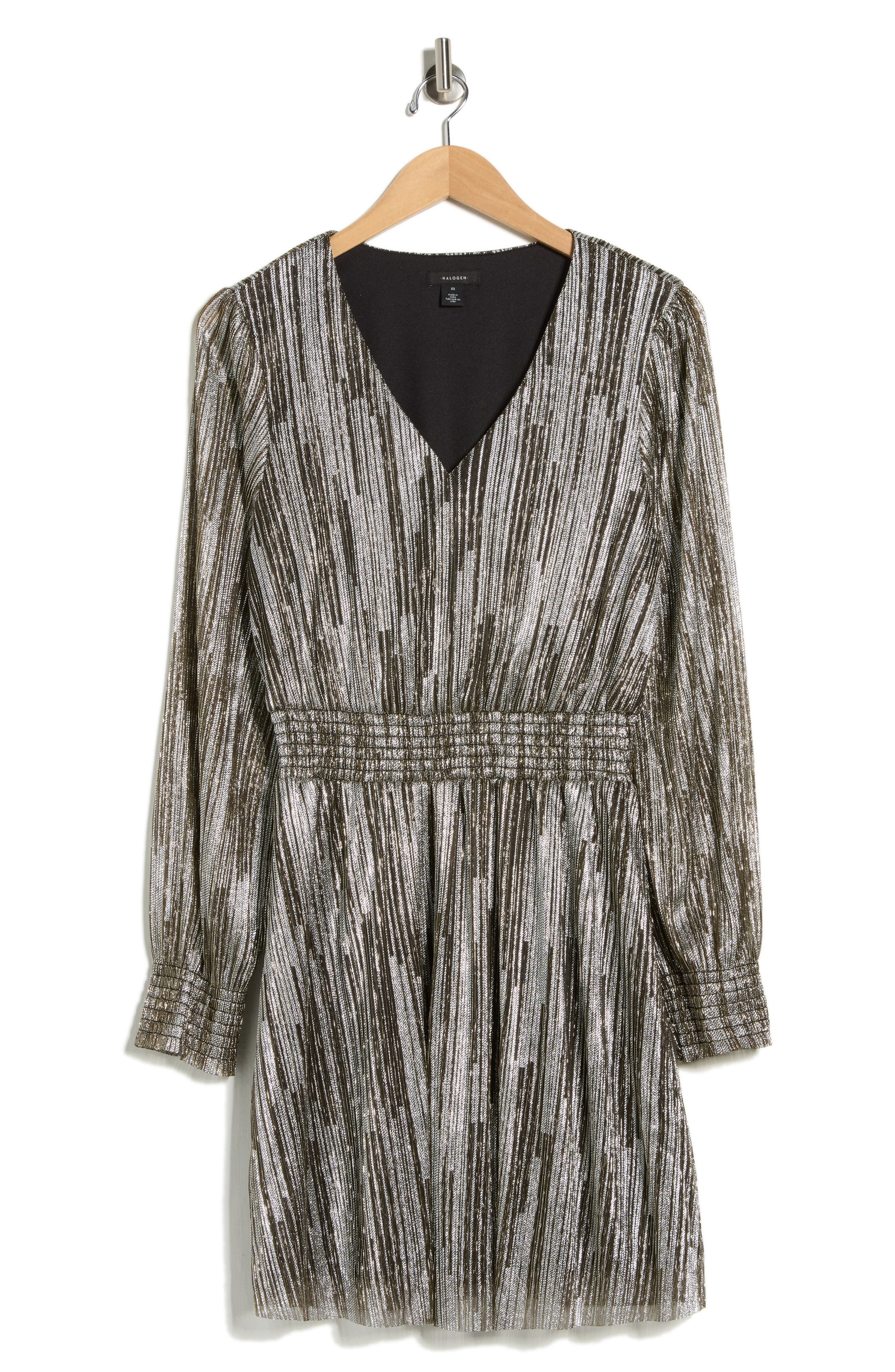 Halogen® V-Neck Long Sleeve A-Line Dress | Nordstromrack