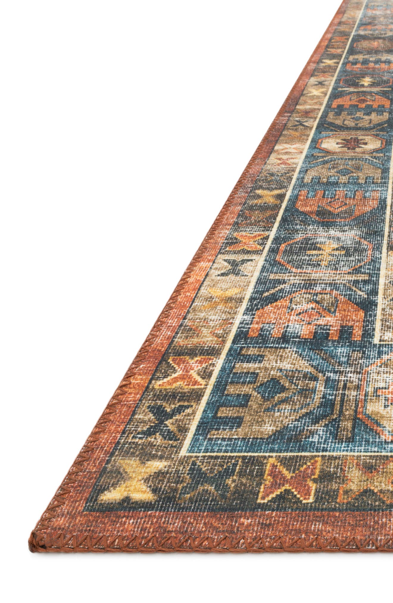 LOLOI Skye Collection Rug - Rust/Blue - 7'6" x 9'6" | Nordstromrack