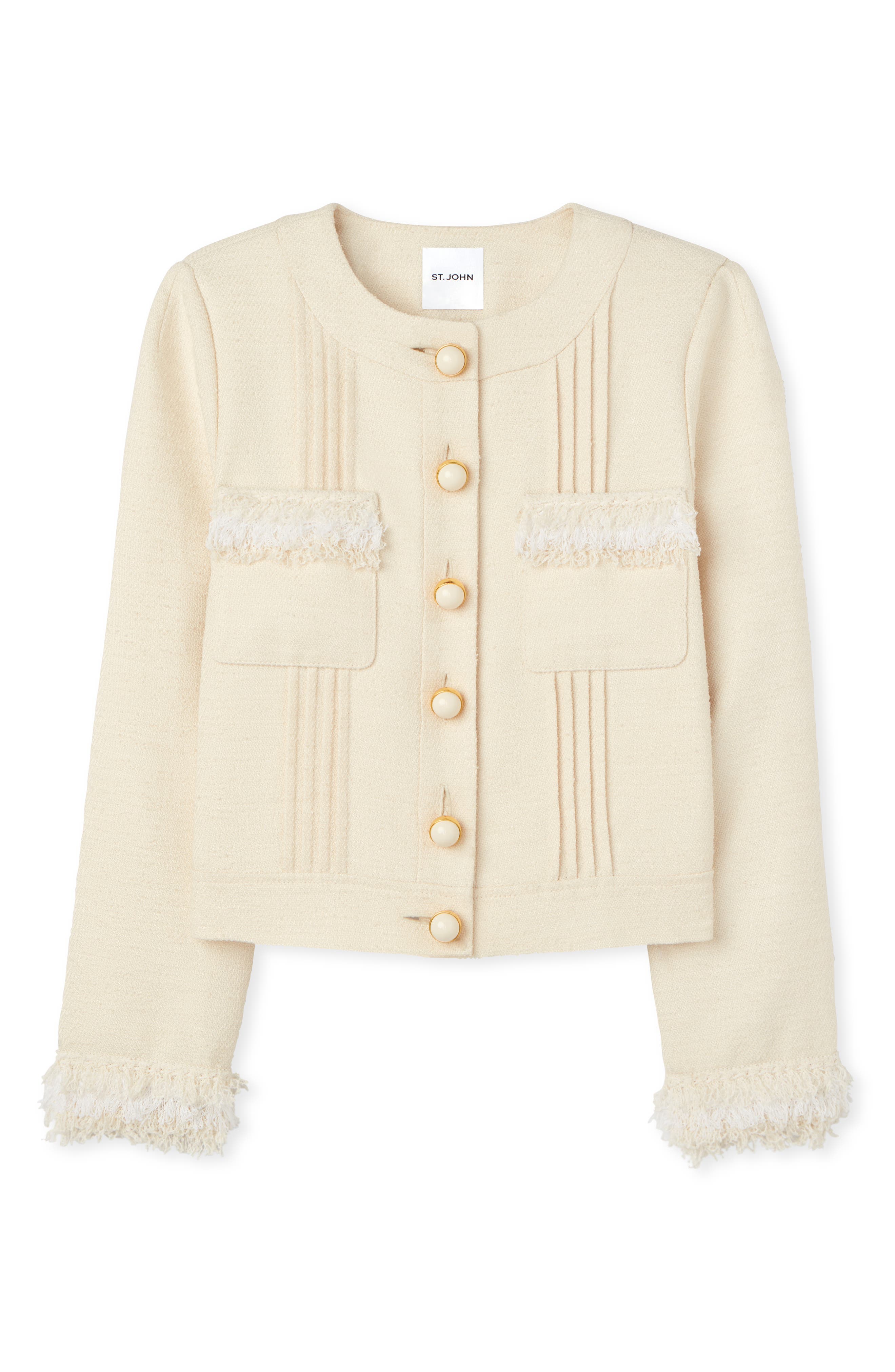 St. John Collection Tonal Tweed Fringe Jacket | Nordstrom