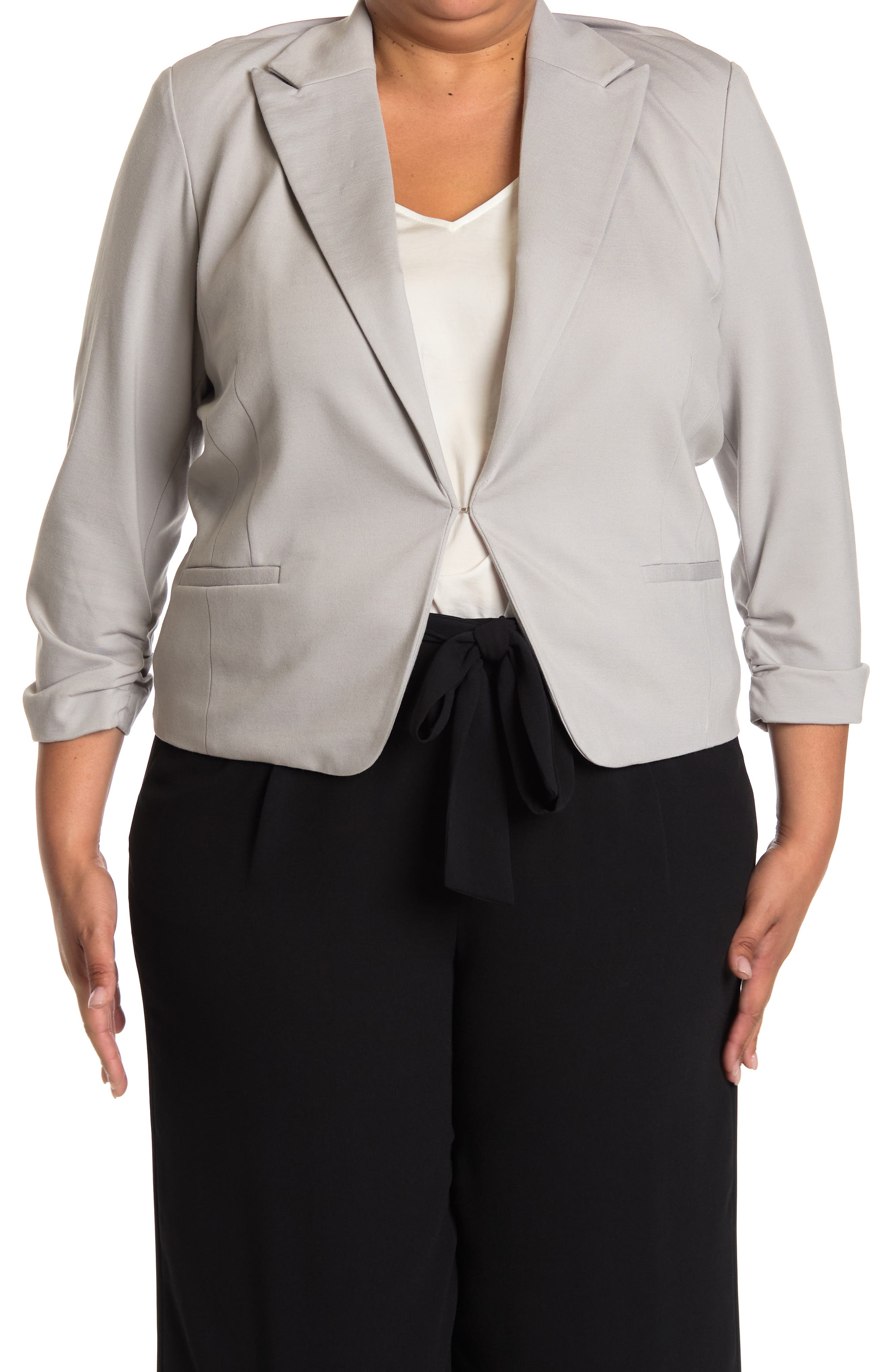 ATELIER LUXE Ruched 3/4 Sleeve Ponte Jacket (Women) | Nordstromrack