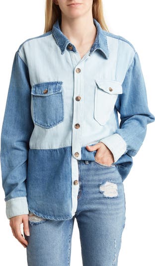 Good American Denim Patchwork Button-Up Shirt | Nordstromrack