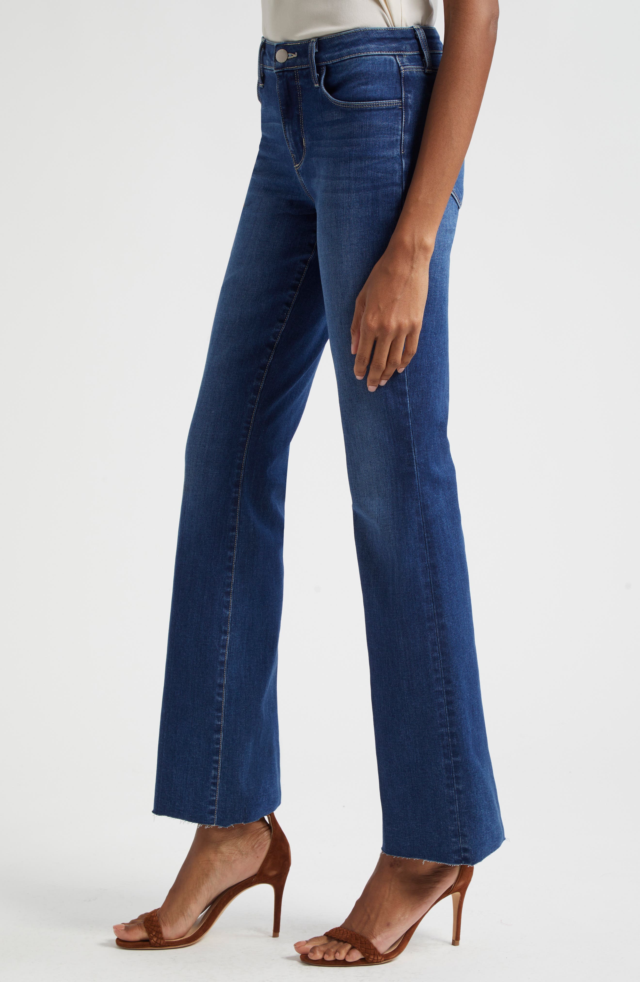L'AGENCE Ruth High Waist Raw Hem Straight Leg Jeans | Nordstromrack