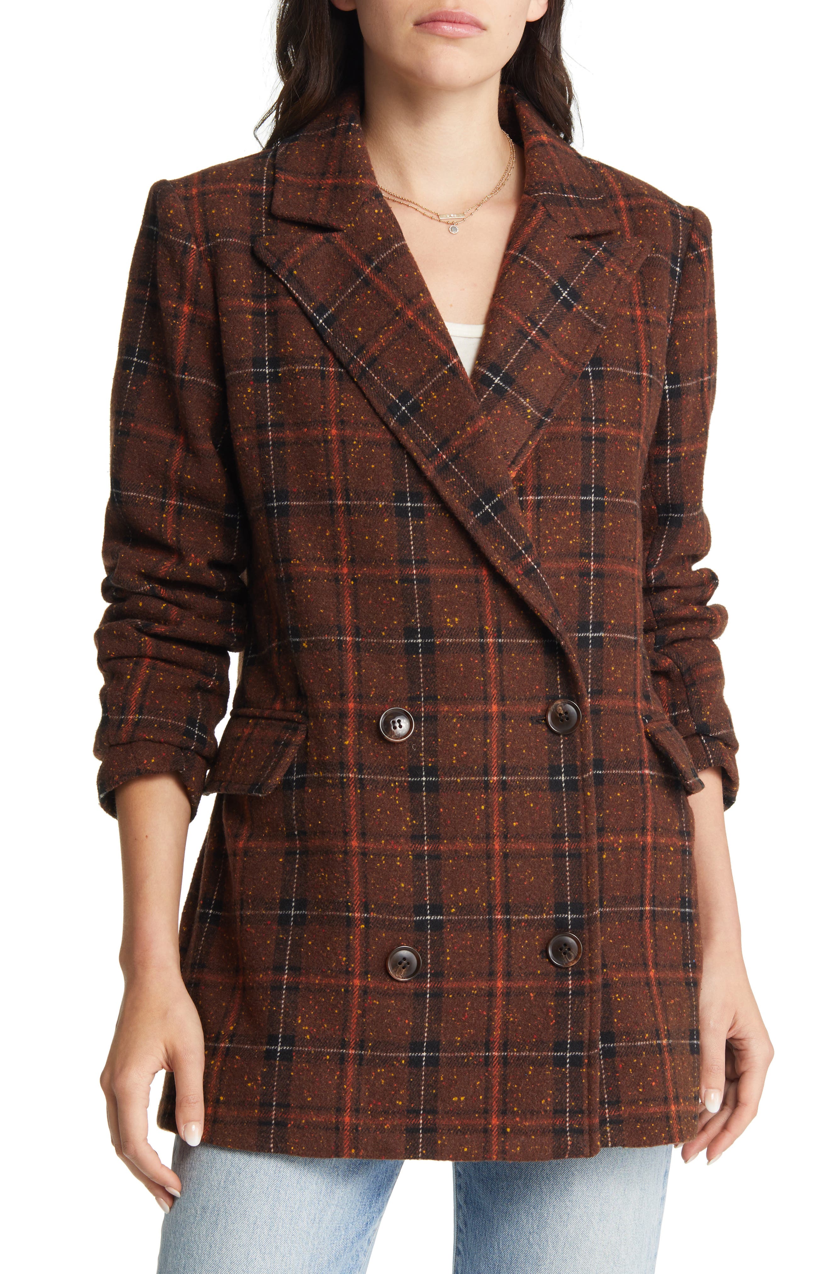 Treasure & Bond Double Breasted Plaid Coat | Nordstrom