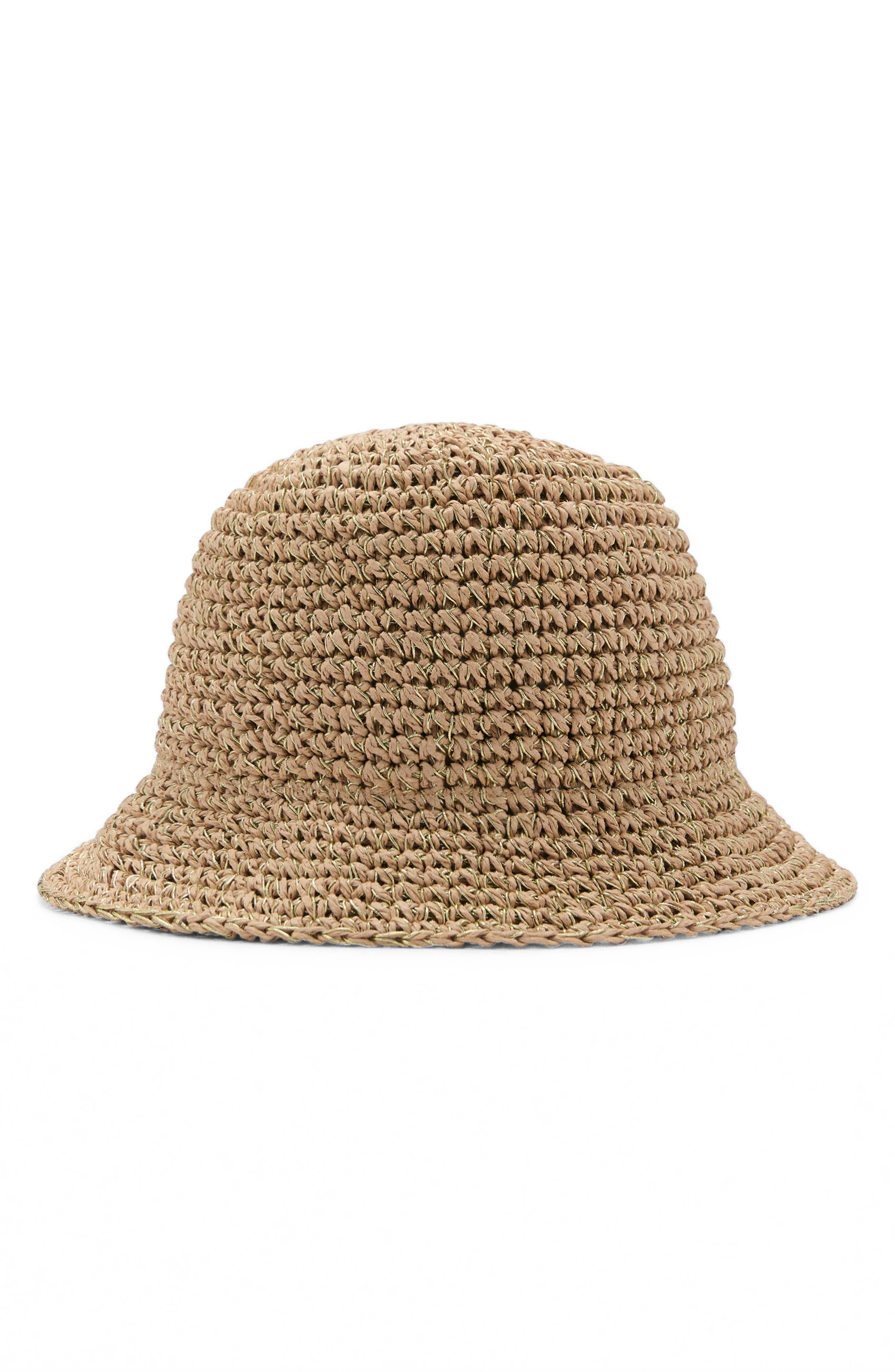 MANGO Metallic Straw Bucket Hat | Nordstromrack