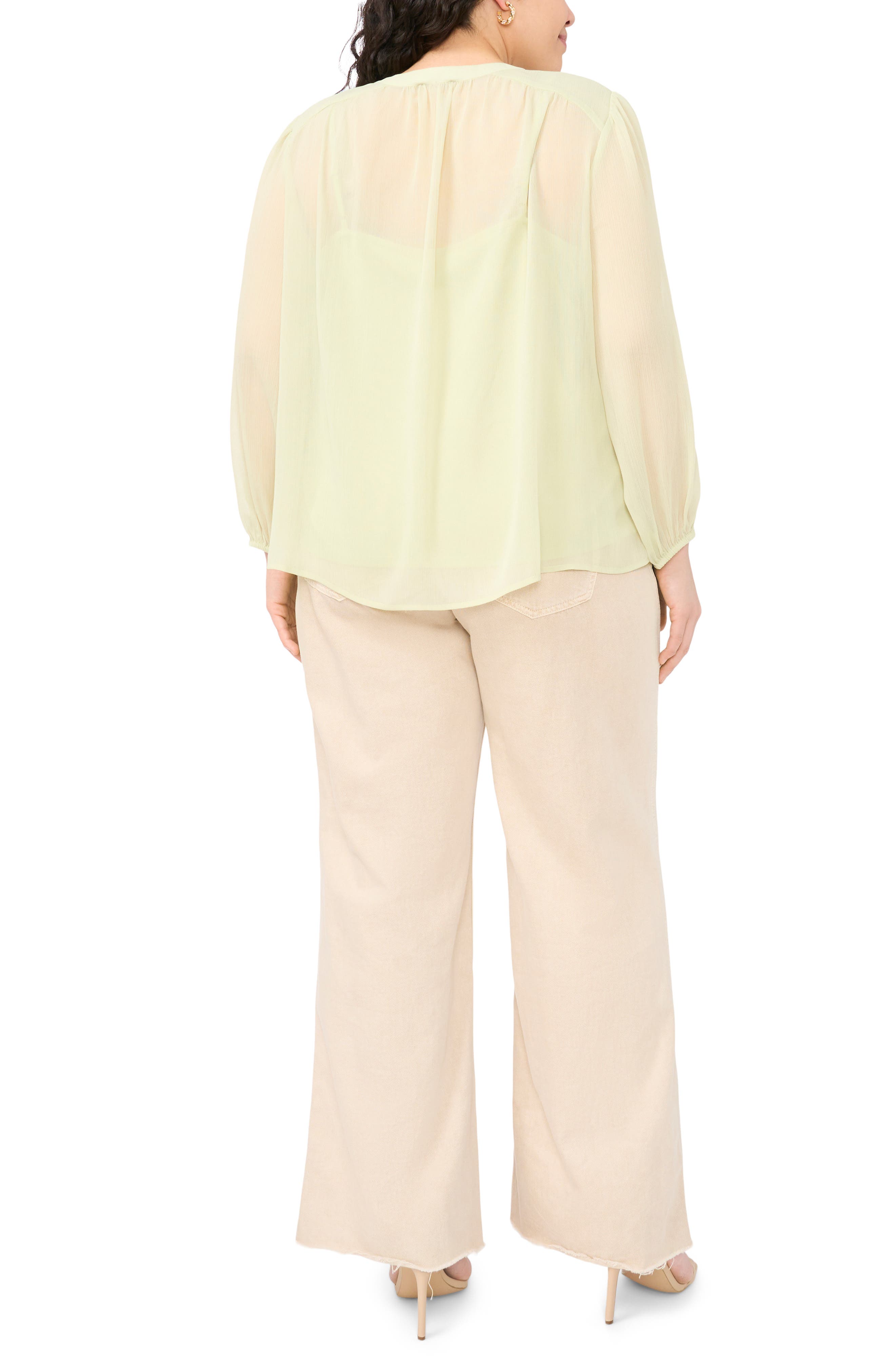 Vince Camuto Shirred Yoke Crinkle Chiffon Top | Nordstrom