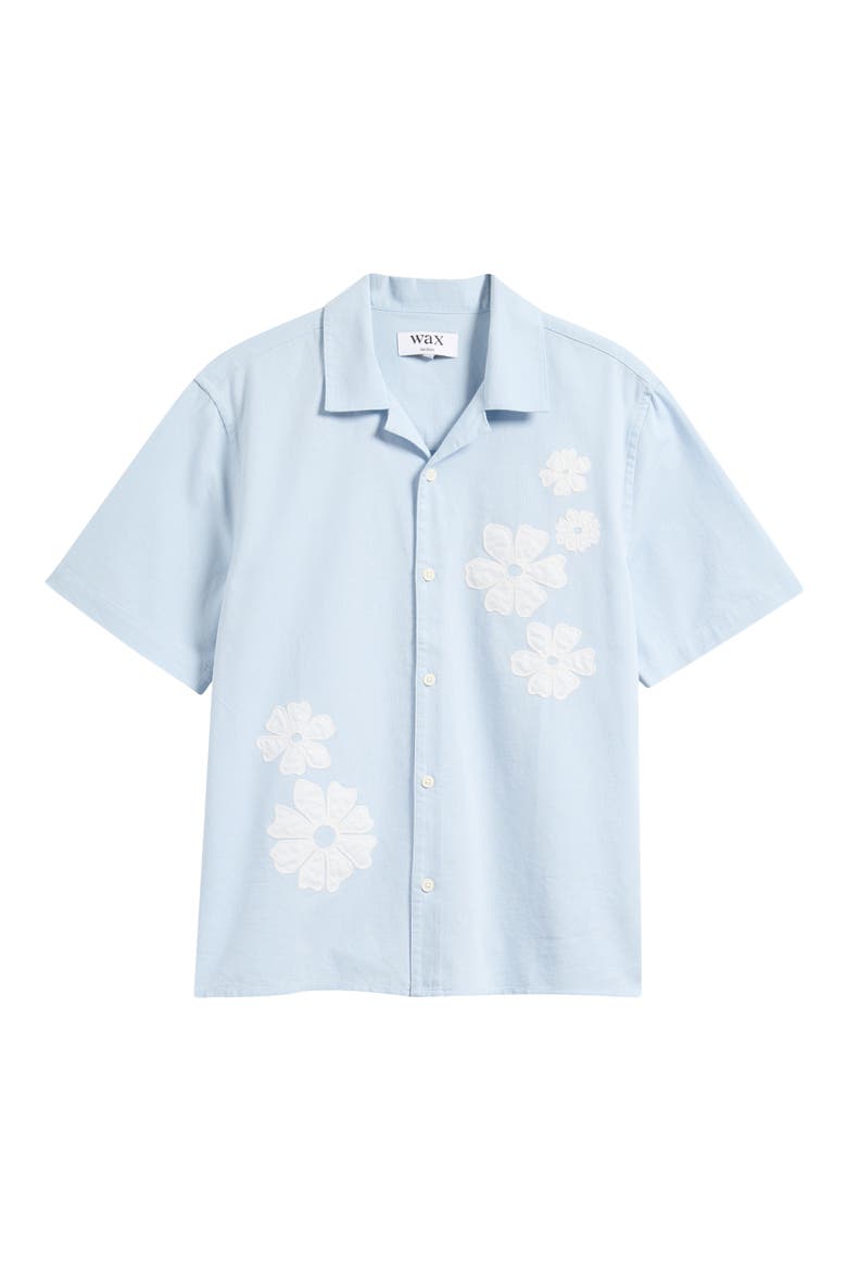 Didcot Flower Appliqué Cotton & Linen Camp Shirt (Men) | Nordstrom