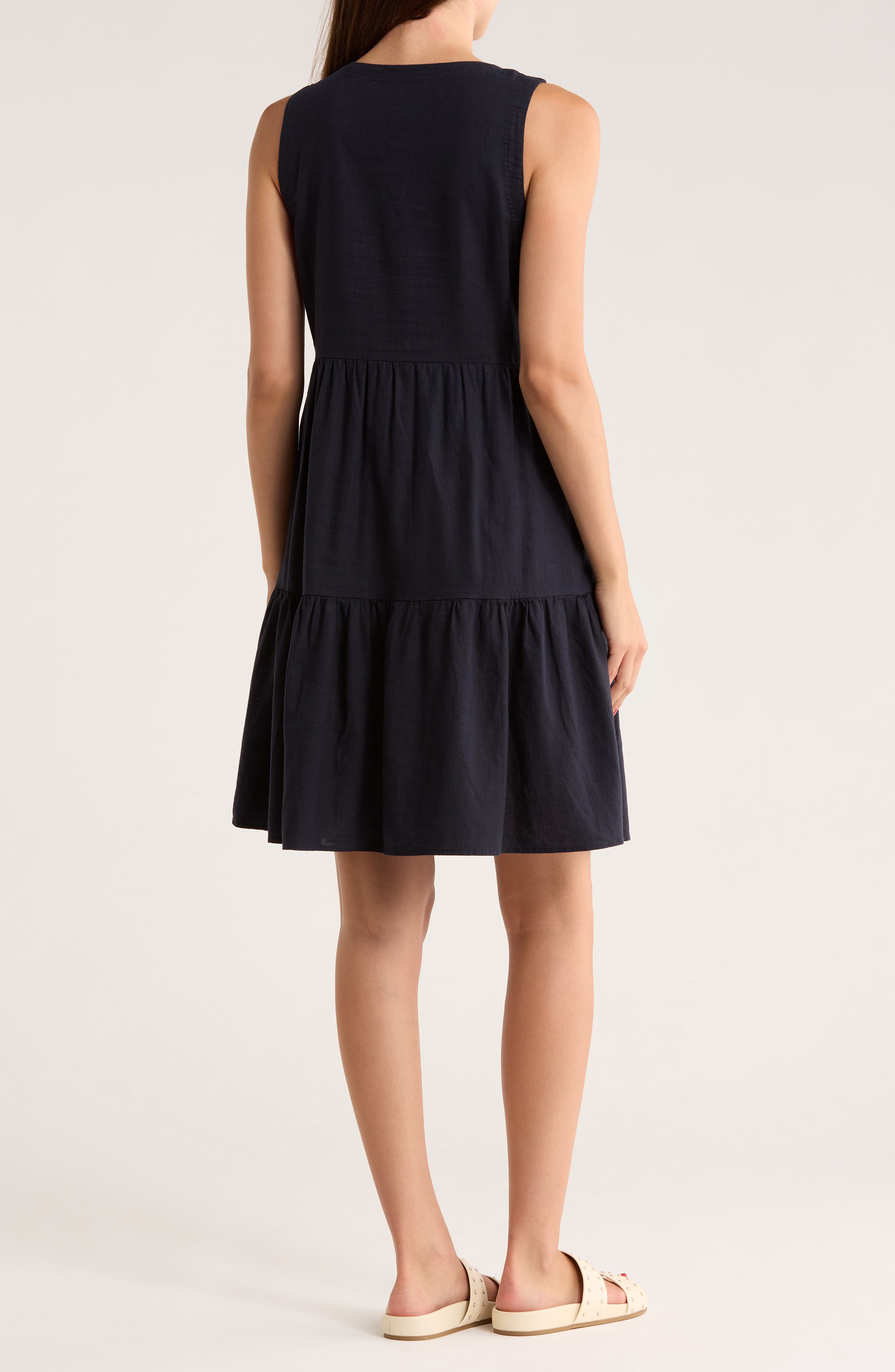 matty m. Sleeveless Tiered Linen Blend Dress | Nordstromrack