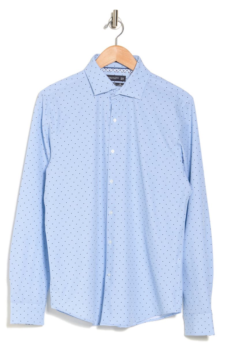 DENIM AND FLOWER Dot Print Performance Button-Up Shirt | Nordstromrack