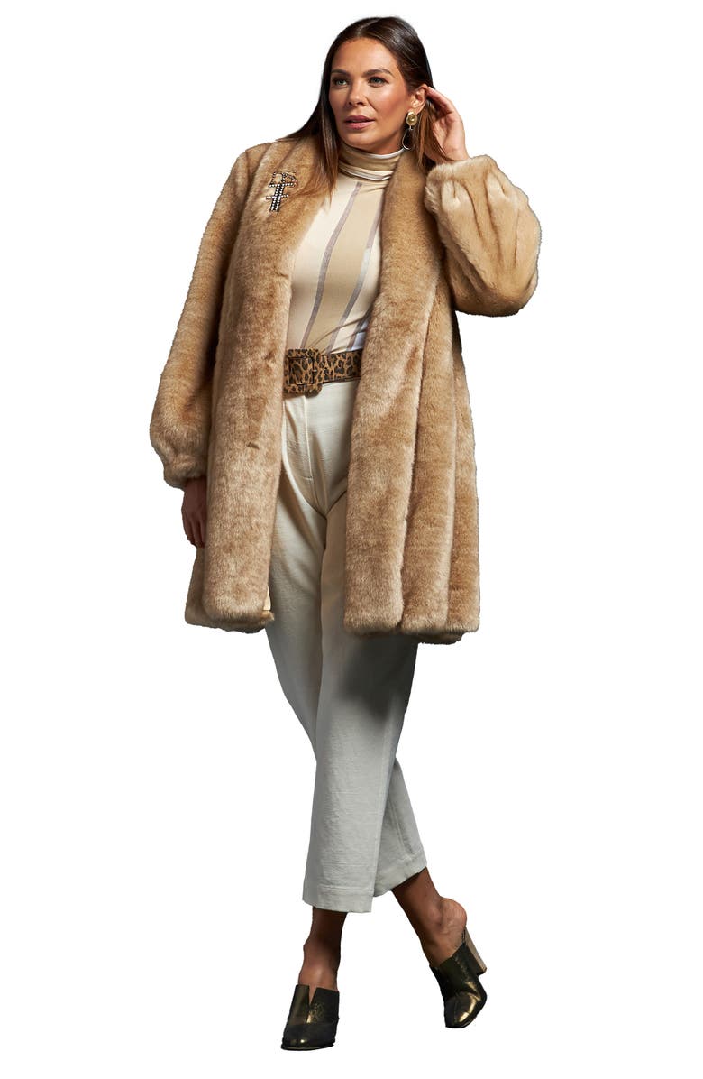 DONNA SALYERS FABULOUS FURS Luxe Champagne Wishes Faux Fur Coat ...