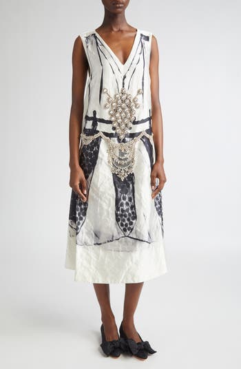 Erdem Rumpled Satin Midi Cocktail Dress | Nordstrom