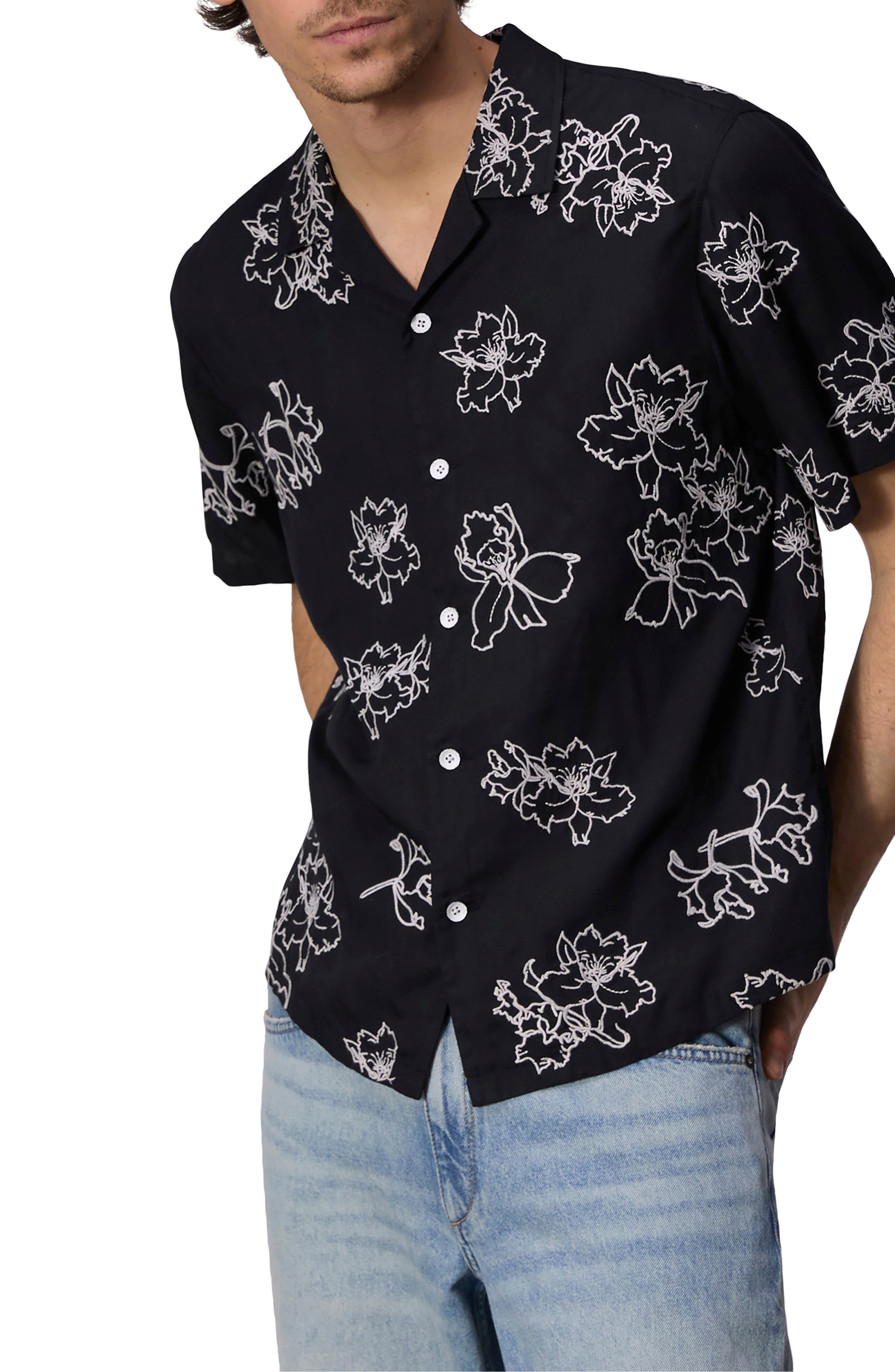 rag & bone Avery Embroidered Camp Shirt | Nordstromrack