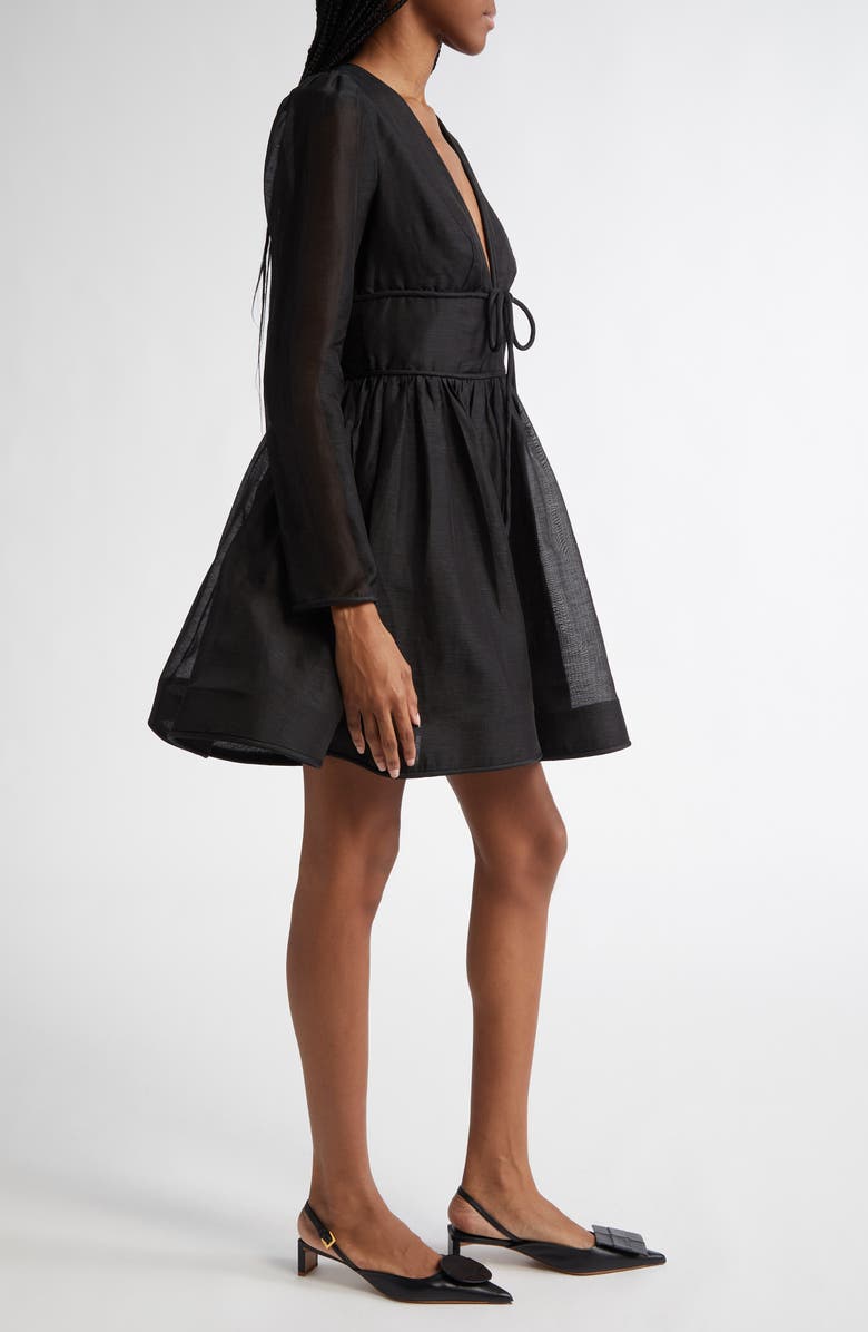 Zimmermann Eden Long Sleeve Structured Linen & Silk Organza Minidress ...