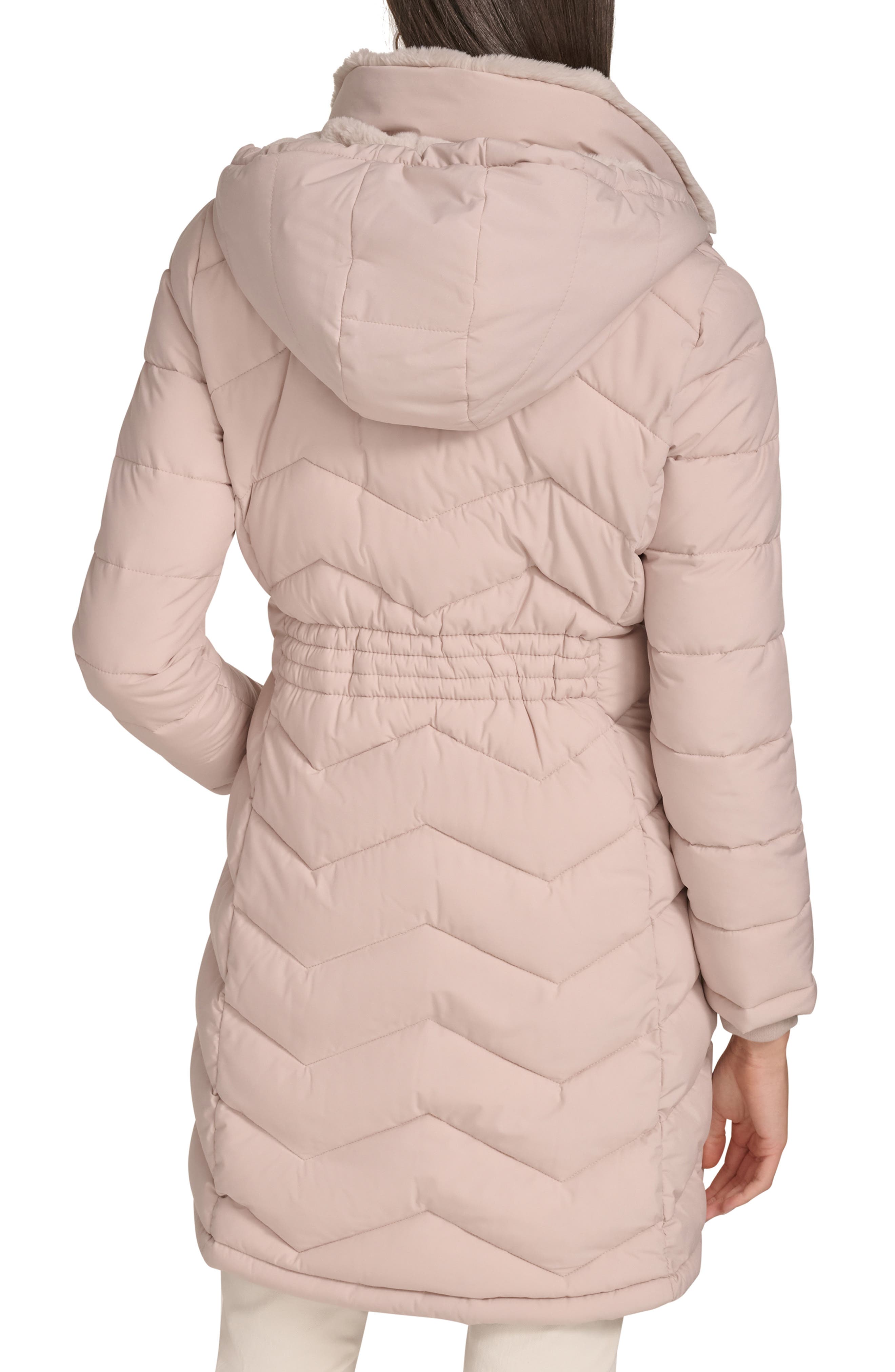 Calvin Klein Matte Stretch Hooded Chevron Quilted Jacket | Nordstromrack