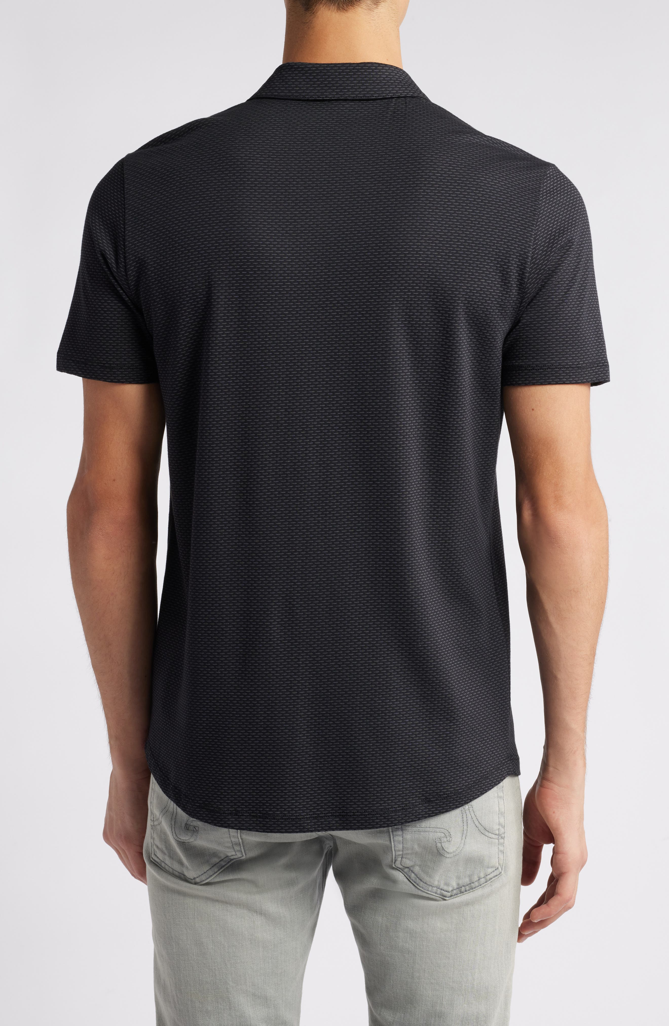 Robert Barakett Bonville Geo Jacquard Short Sleeve Cotton & Modal Knit ...