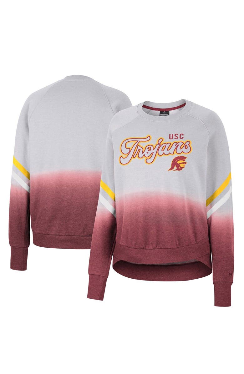 COLOSSEUM Women's Colosseum Gray USC Trojans Cue Cards Dip-Dye Raglan ...