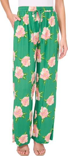 CeCe Floral Print Wide Leg Pants | Nordstrom