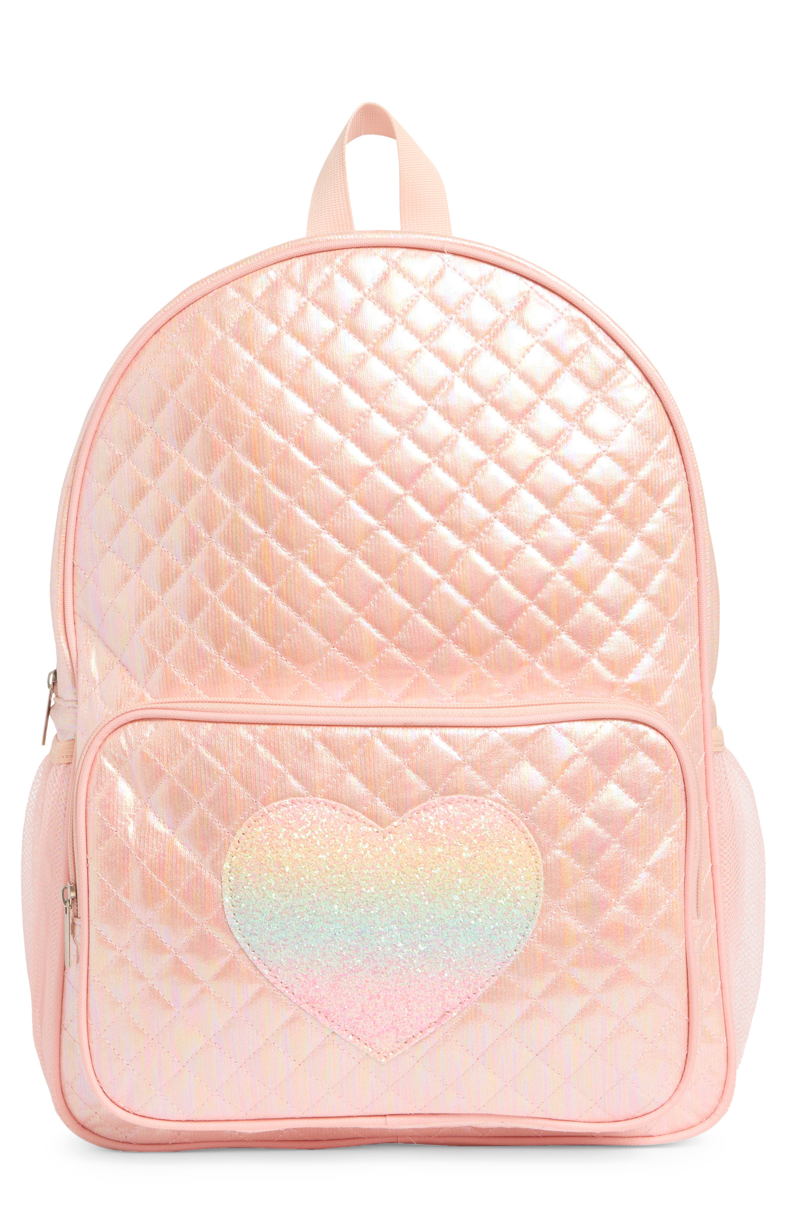Piper & Jax Kids' Sequin Heart Iridescent Quilted Backpack | Nordstromrack