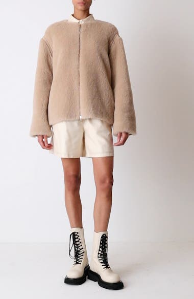 Max Mara Panno Alpaca, Virgin Wool & Silk Fleece Zip Jacket Max Mara Panno Alpaca, Virgin Wool & Silk Fleece Zip Jacket