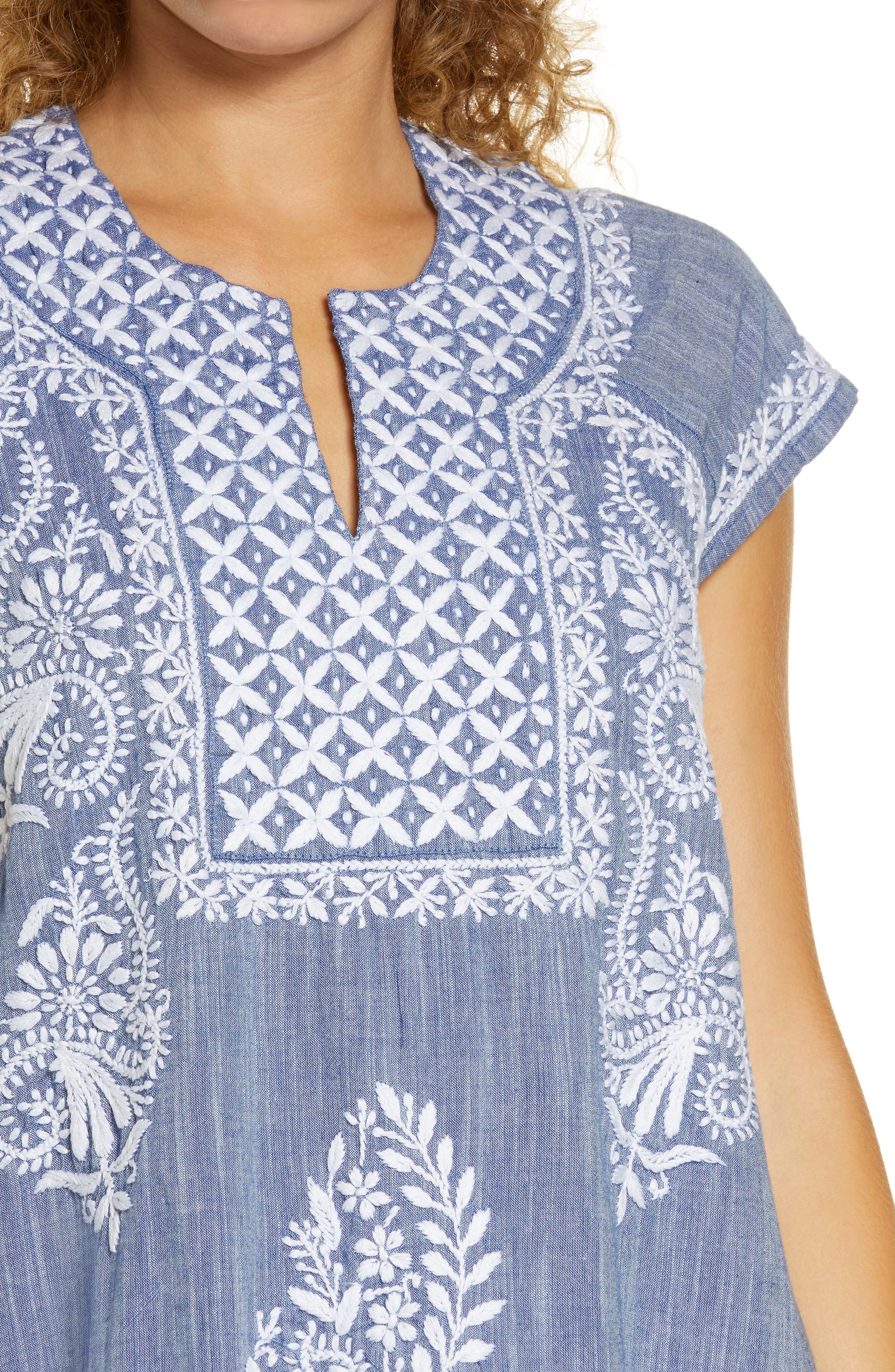 Roller Rabbit Faith Embroidered Chambray Cover-Up Dress | Nordstrom