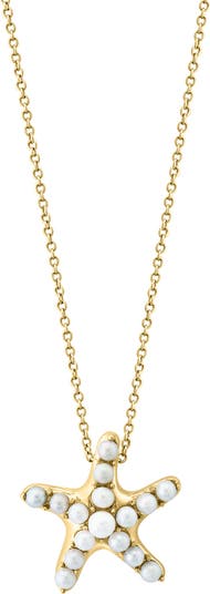 EFFY 14K Gold Cultured Pearl Starfish Pendant Necklace | Nordstromrack