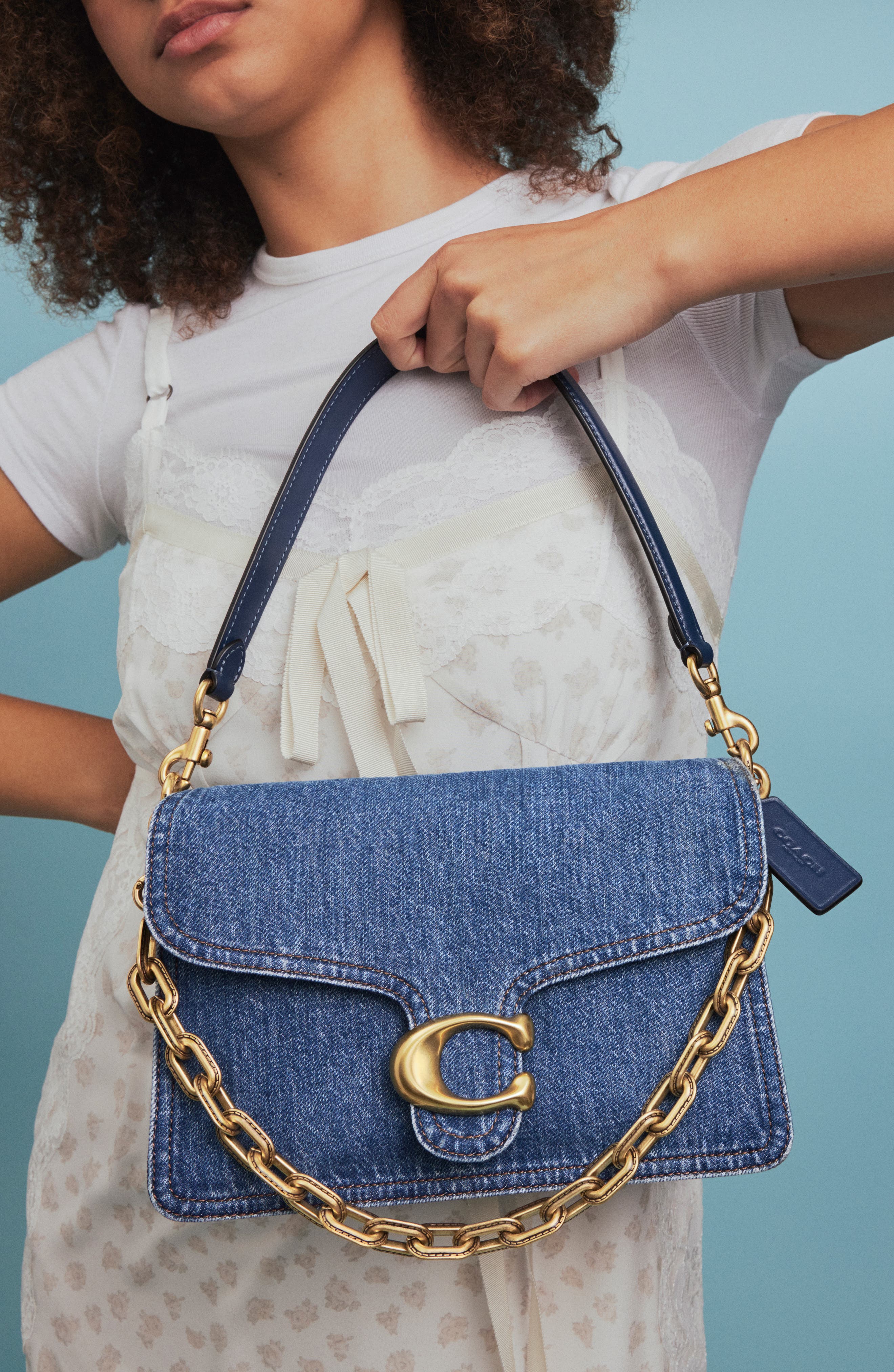 COACH Chain Tabby Denim Shoulder Bag | Nordstrom