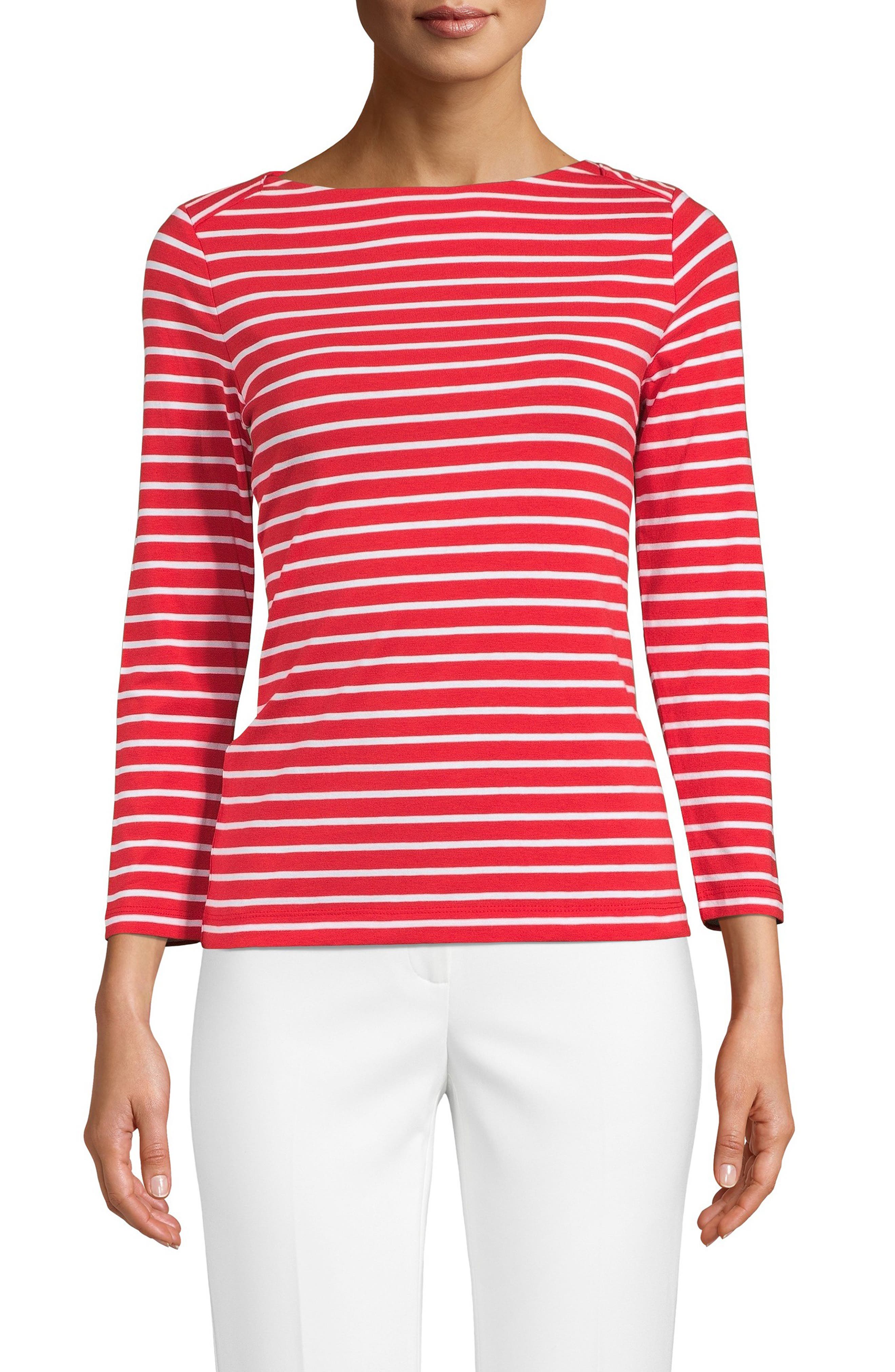 Anne Klein Stripe Boat Neck Top | Nordstromrack
