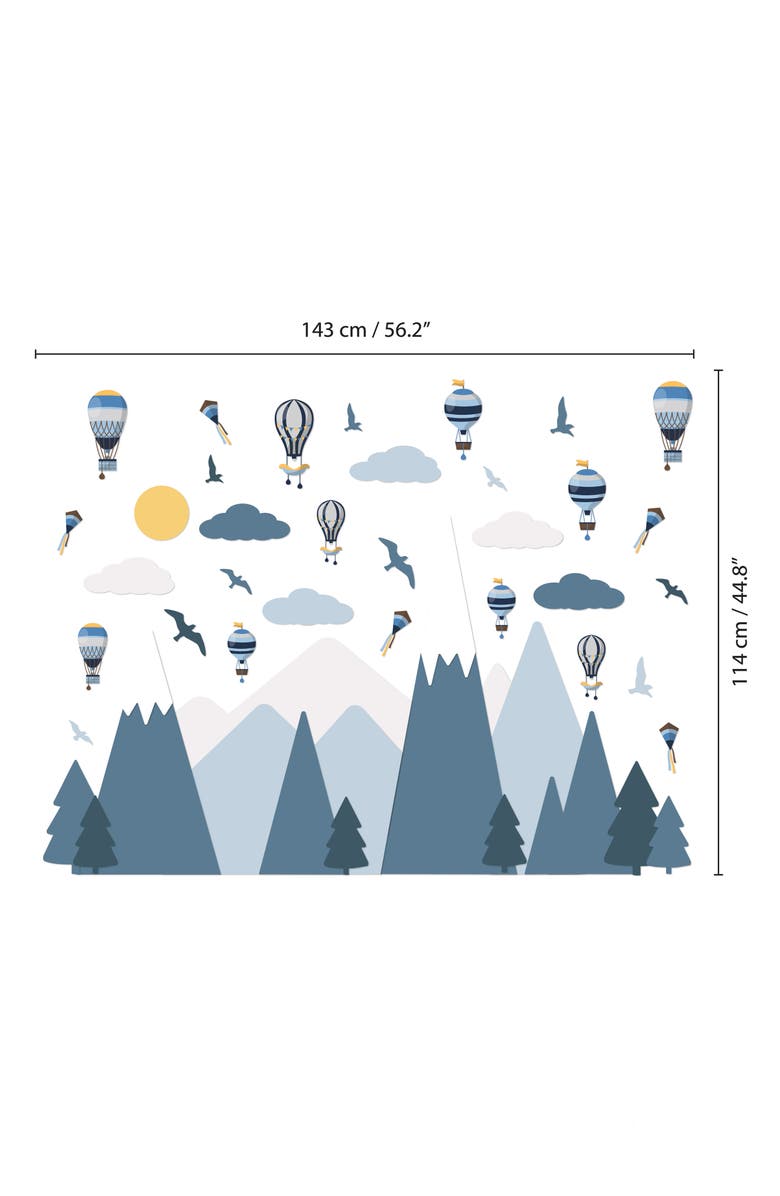 WALPLUS Hot Air Balloons Over Blue Mountains Wall Decal Set | Nordstromrack