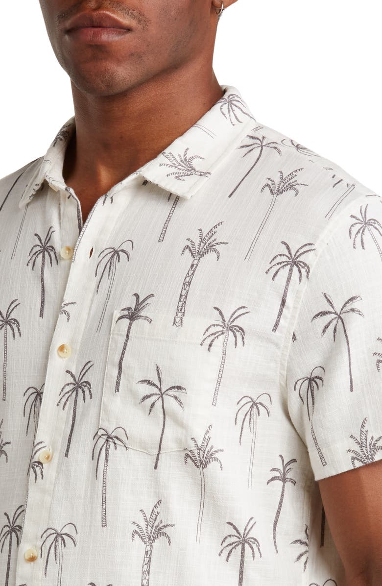 Marine Layer Palm Print Stretch Selvage Short Sleeve Button-Up Shirt ...