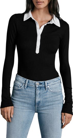 rag & bone Colorblock Rib Polo Top | Nordstrom
