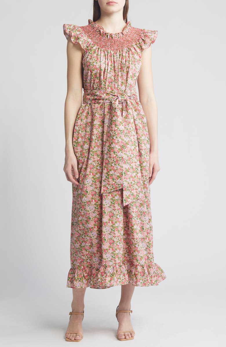 Loretta Caponi x Liberty London Delfina Floral Print Smocked Dress ...