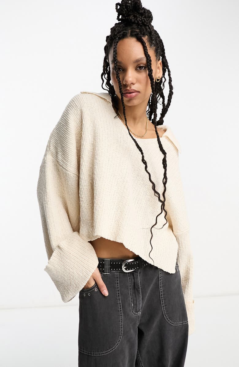 ASOS DESIGN V-Neck Collar Crop Oversize Sweater | Nordstromrack