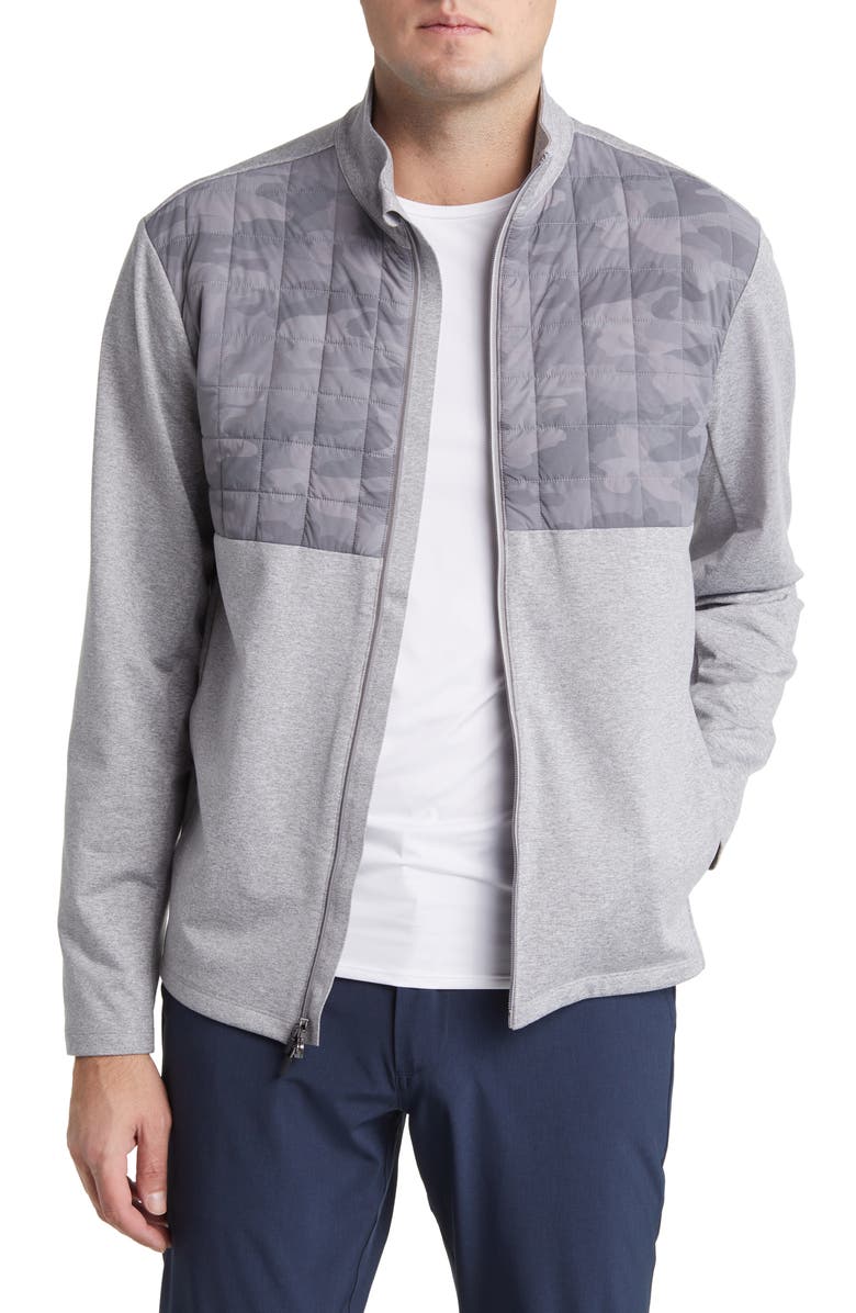 johnnie-O Godwin Mixed Media Quilted Knit Zip Jacket | Nordstrom