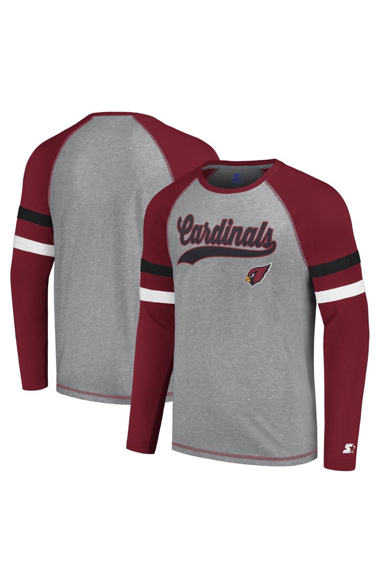 STARTER Men's Starter Gray/Cardinal Arizona Cardinals Kickoff Raglan ...