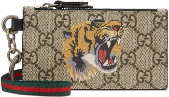 Gucci GG Supreme Tiger Print Lanyard Card Case | Nordstrom