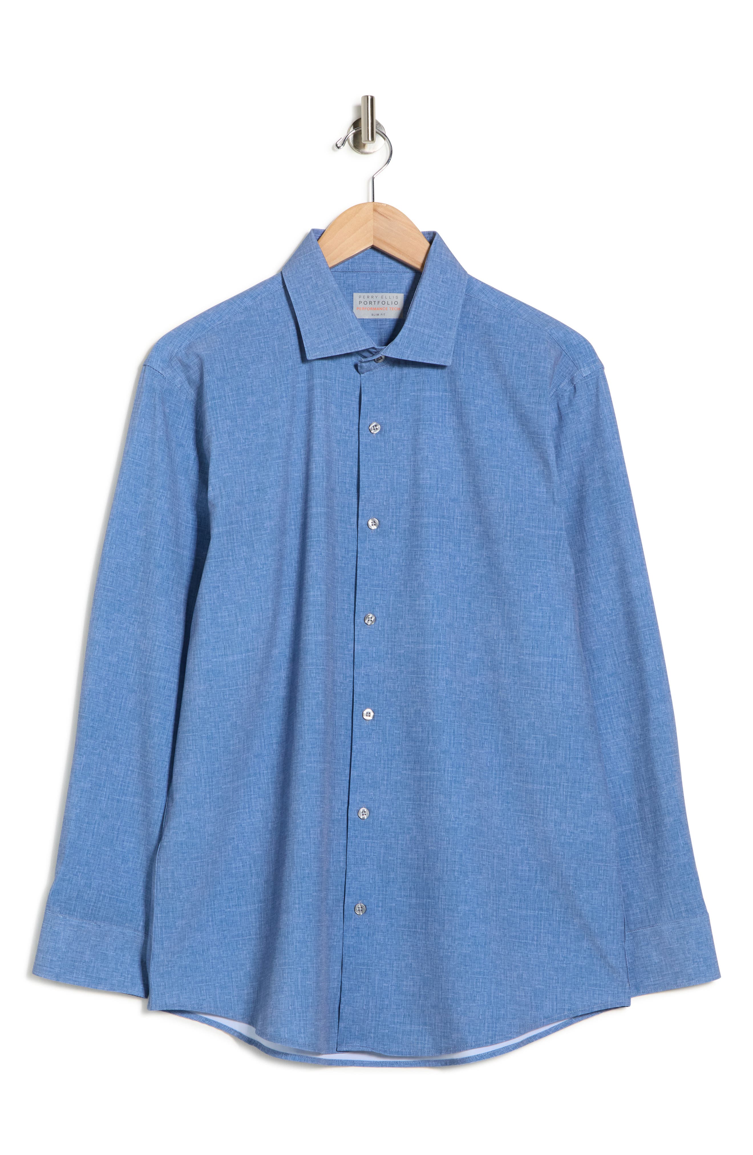 Perry Ellis Slim Fit Performance Tech Button Front Shirt | Nordstromrack