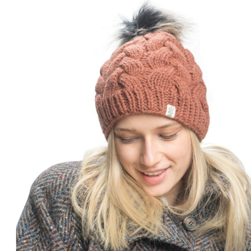 Nirvanna Designs Boheme Cable Beanie w/ Faux Fur Pom | Nordstrom