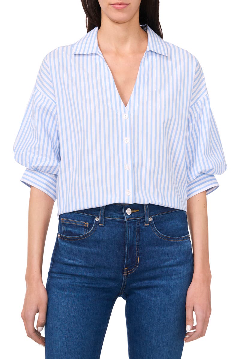 CeCe Stripe Elbow Length Sleeve Button-Up Shirt | Nordstromrack