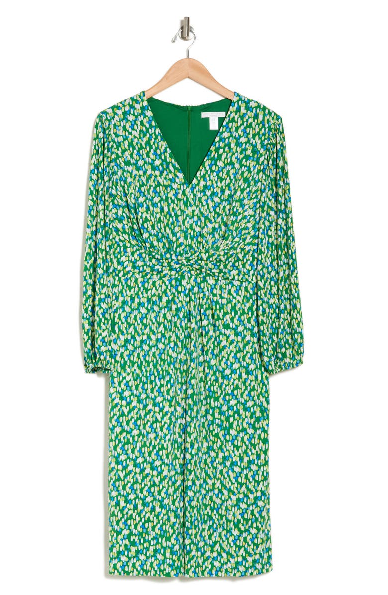 London Times V-Neck Long Sleeve Midi Dress | Nordstromrack