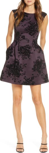 Vince Camuto Flocked Scuba Fit & Flare Dress | Nordstrom