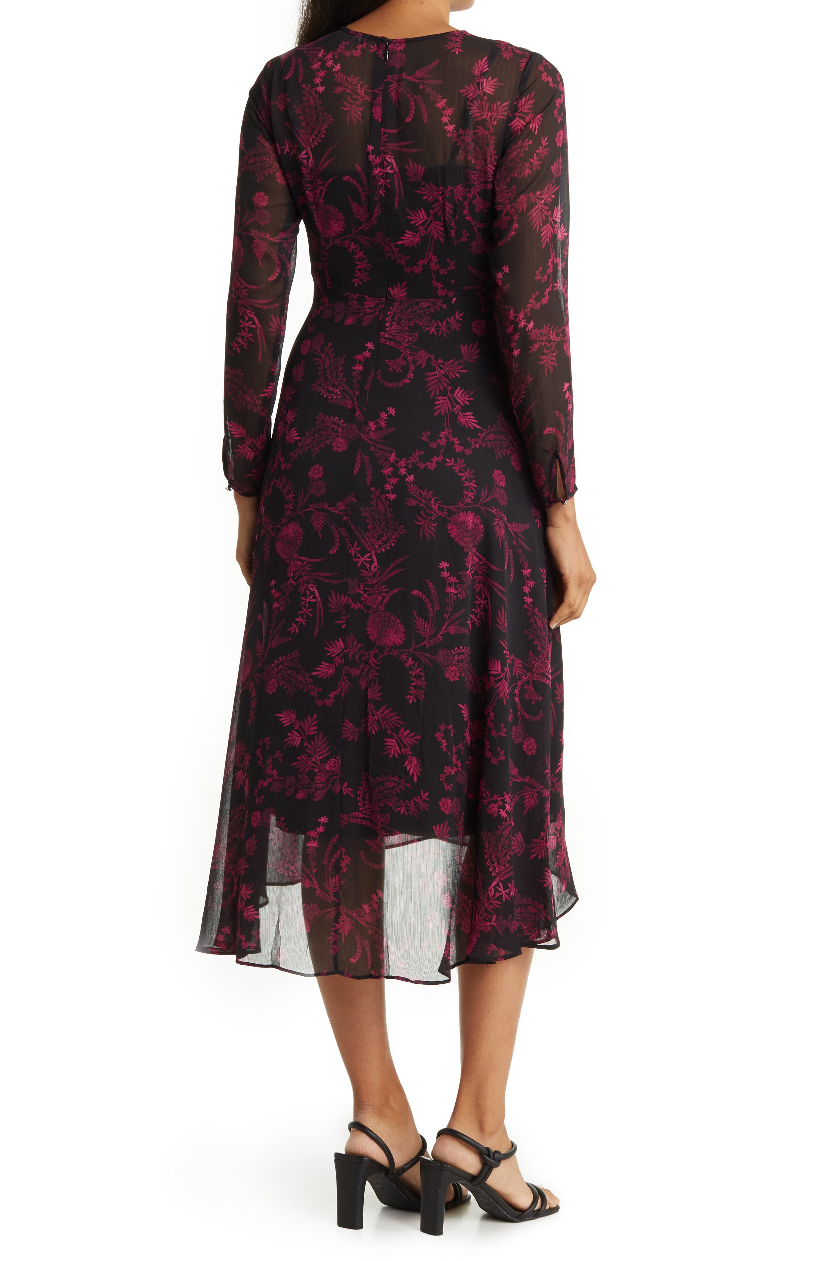 Tommy Hilfiger Milano Long Sleeve Chiffon Midi Dress | Nordstromrack
