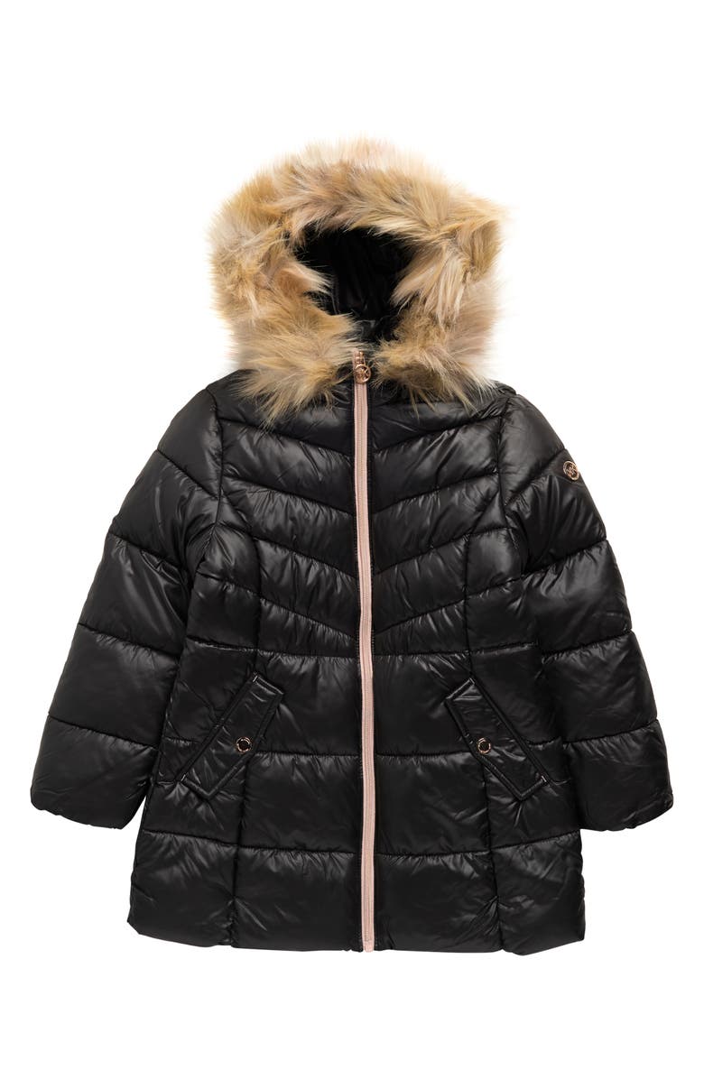 Michael Kors Kids' Stadium Puffer Jacket with Faux Fur Trim | Nordstromrack