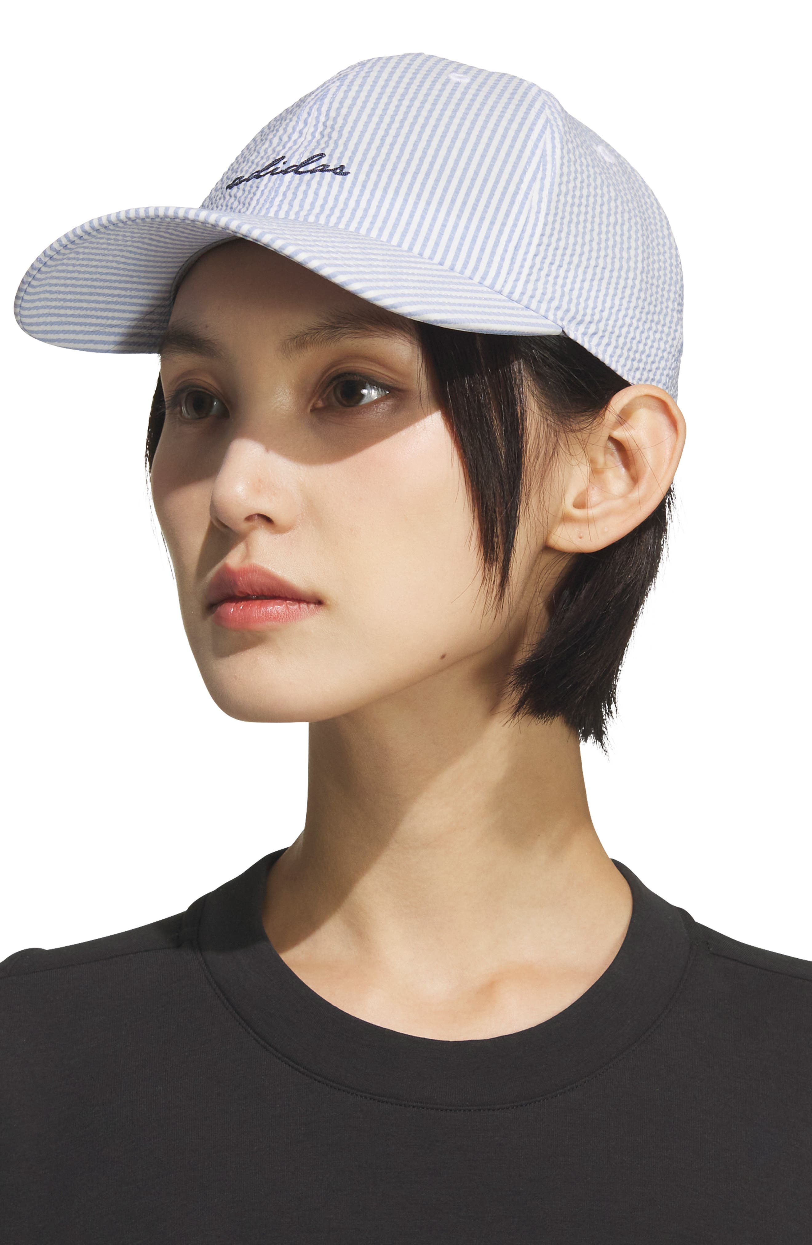 adidas Logo Seersucker Stripe Adjustable Baseball Cap | Nordstromrack