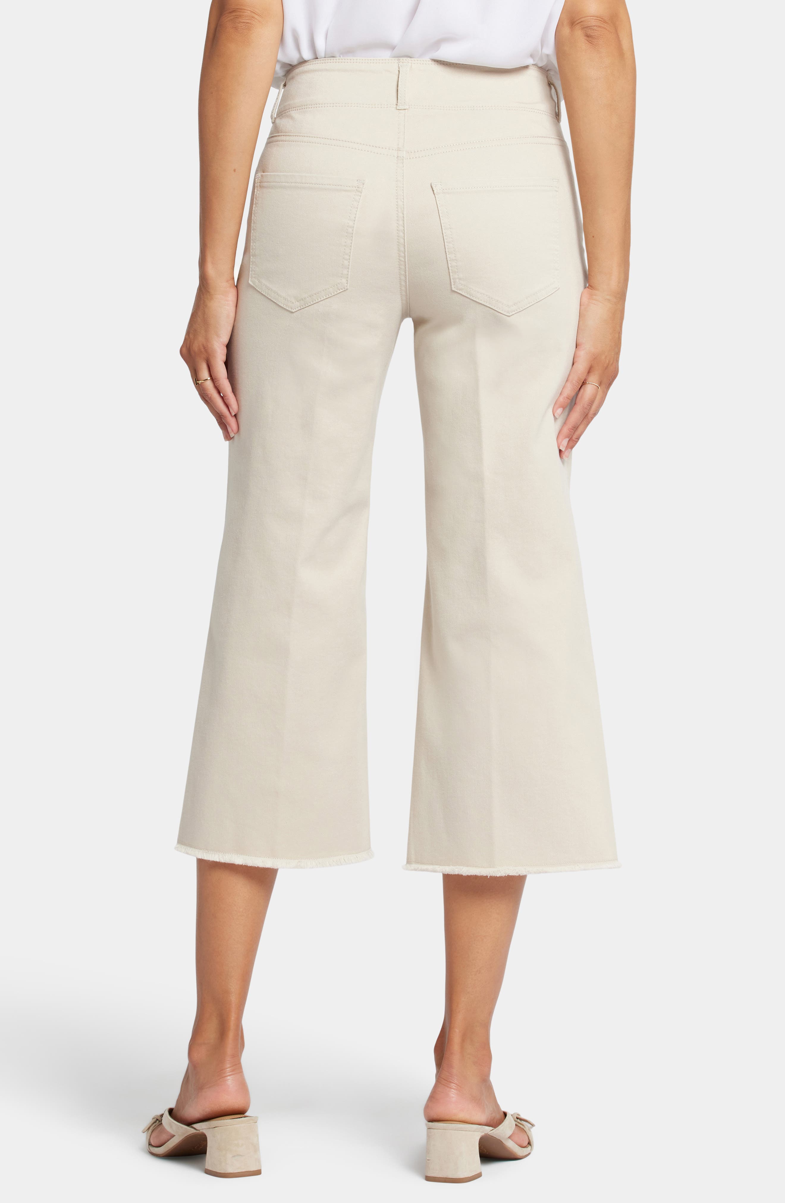 NYDJ Brigitte Frayed High Waist Wide Leg Capri Jeans | Nordstrom