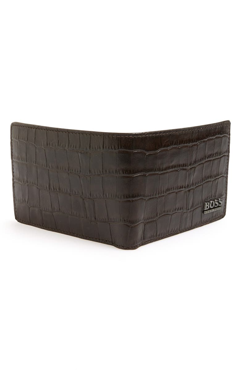 BOSS HUGO BOSS 'Sarasota' Croc Embossed Leather Wallet | Nordstrom
