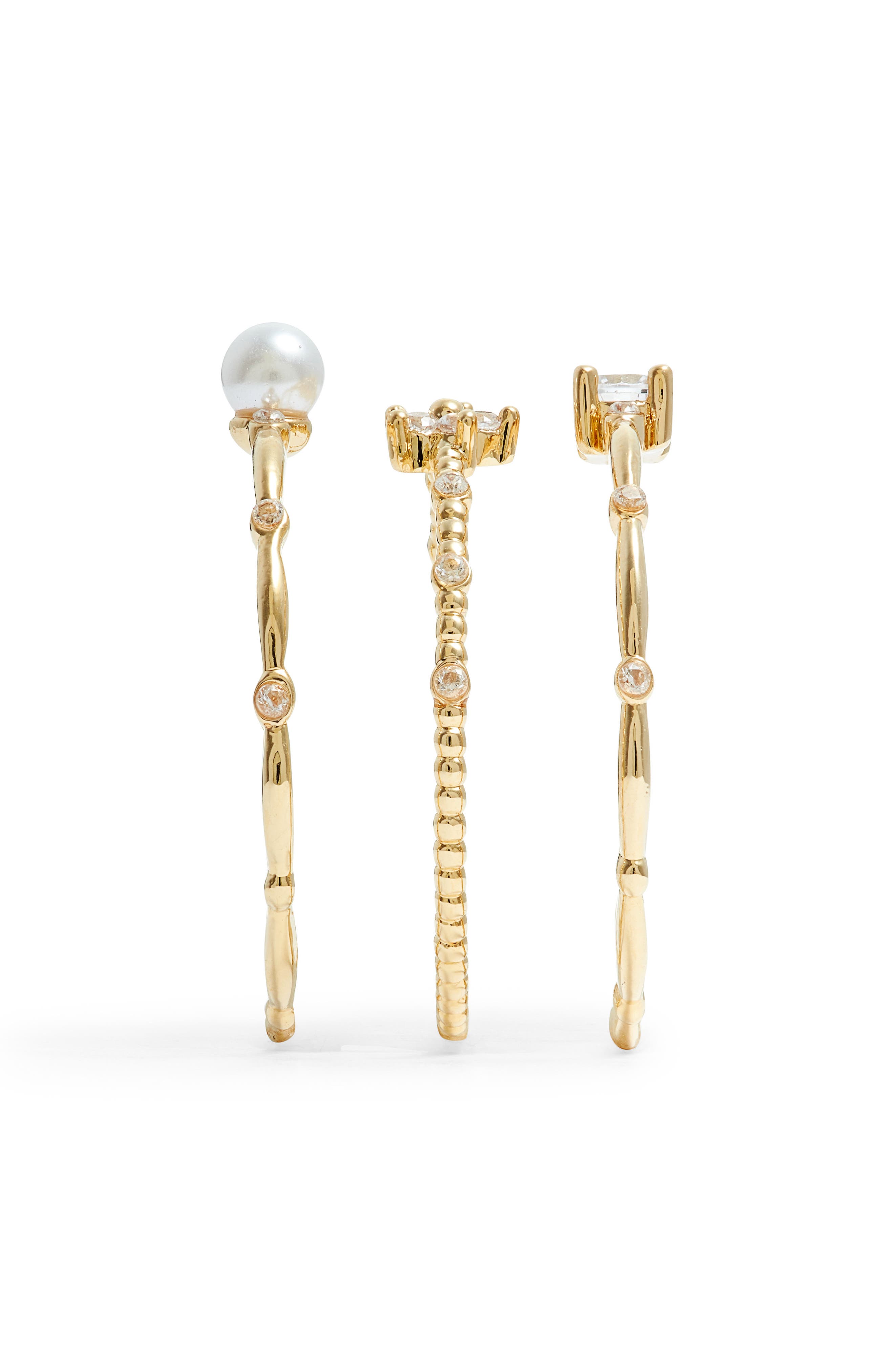 Nordstrom Set of 3 Dainty Floral Stacking Rings | Nordstromrack