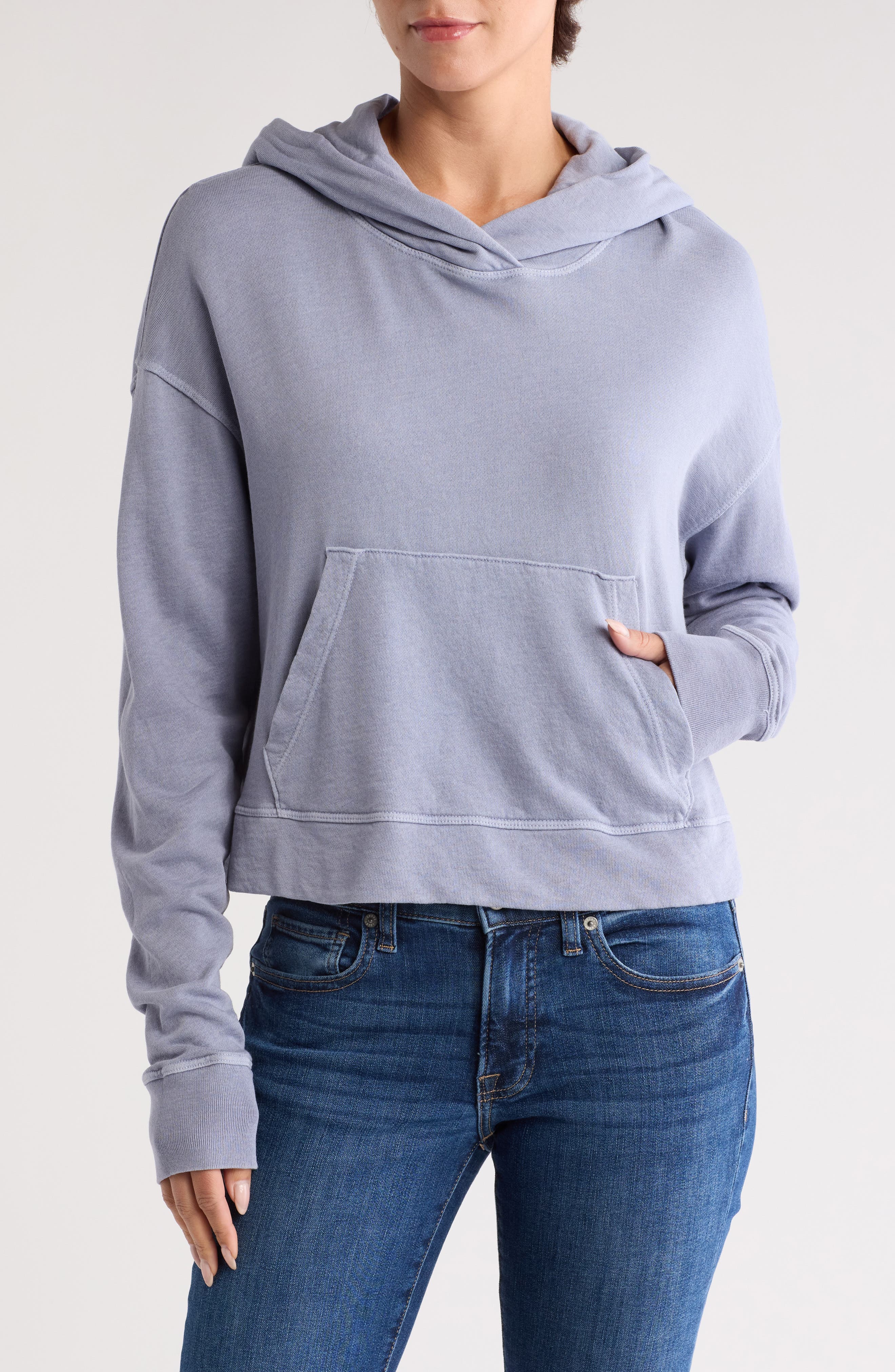 James Perse Relaxed Crop Cotton Hoodie | Nordstromrack