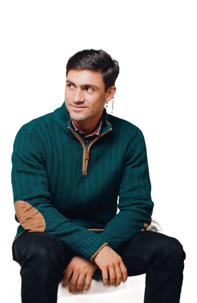 Hope & Henry Men's Organic Half Zip Sweater with Suede Trim | Nordstrom